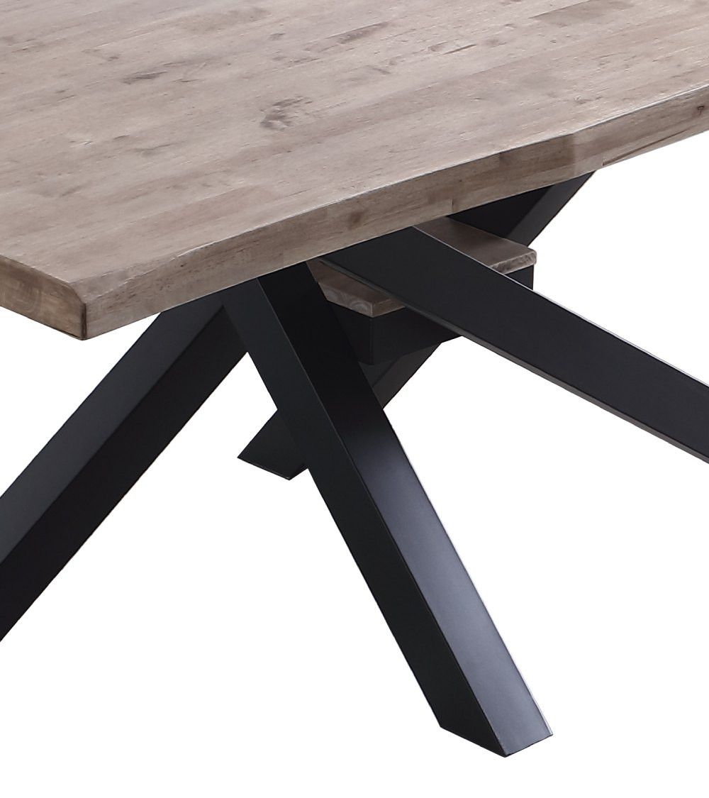 Mesa comedor industrial GAEL patas metal cruzadas Textura Roble Honey ...