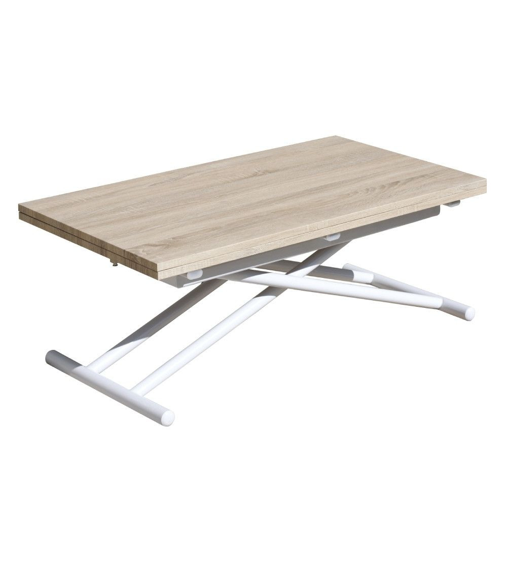 Mesa de centro elevable y extensible FRENZY Textura Nogal - Negro