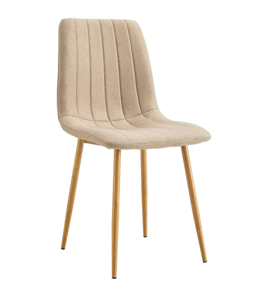 Pack de 4 sillas de comedor tapizadas NADIA Textura Gris - Roble